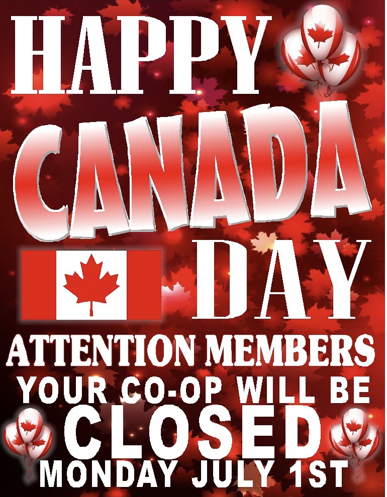 Closed Canada Day – Fredericton Co-op