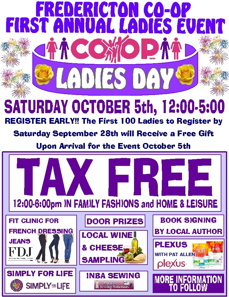 First Annual Ladies Event Oct 5th – Fredericton Co-op