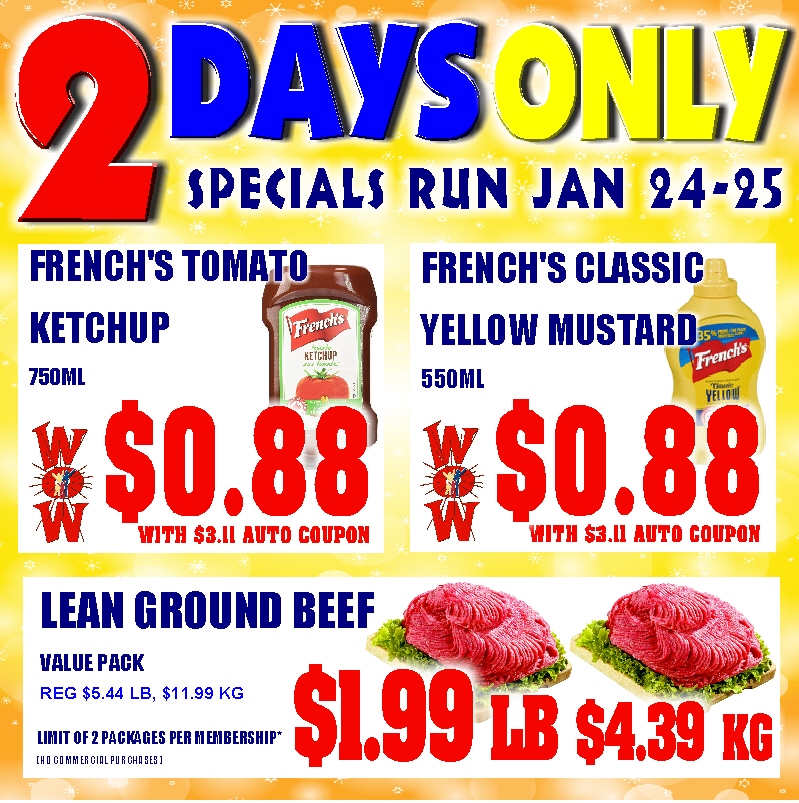 2 Day Sale Jan 24-25 – Fredericton Co-op